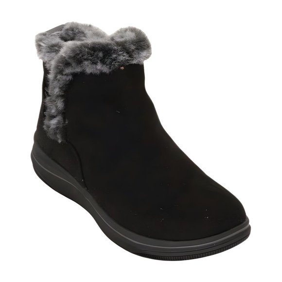 Clarks | Shoes | Clarks Womens Breeze Fur Ankle Boot Black Textile Size ...